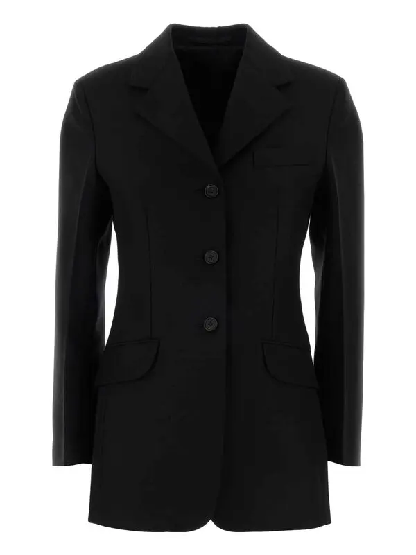 JIL SANDER Wool Blend Blazer - Black