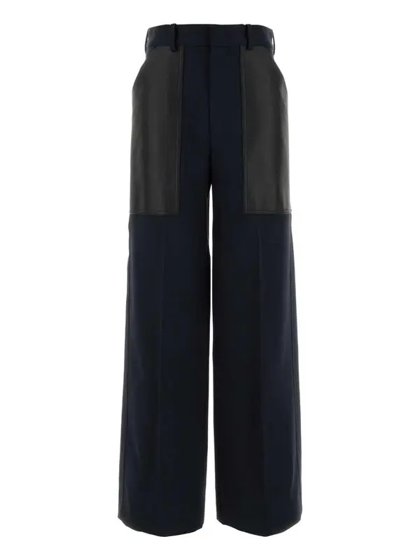 Bottega Veneta Wool And Cotton Palazzo Pant - Blue