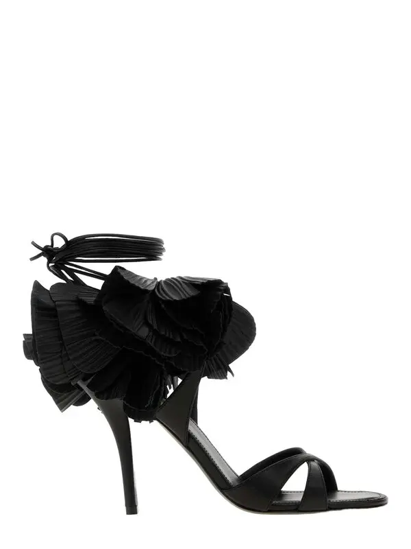 FERRAGAMO Salvatore Leather Estrella 95 Sandals - Black