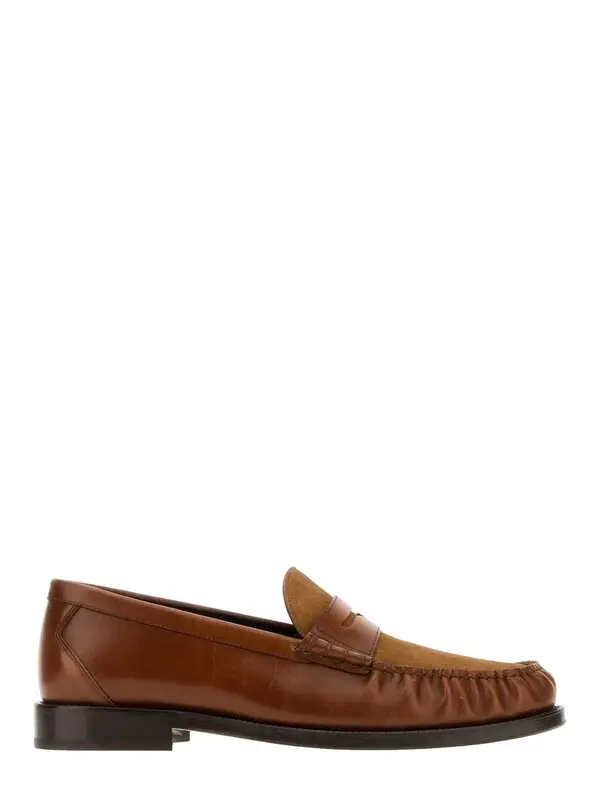 Brunello Cucinelli Leather Suede Loafers - Brown