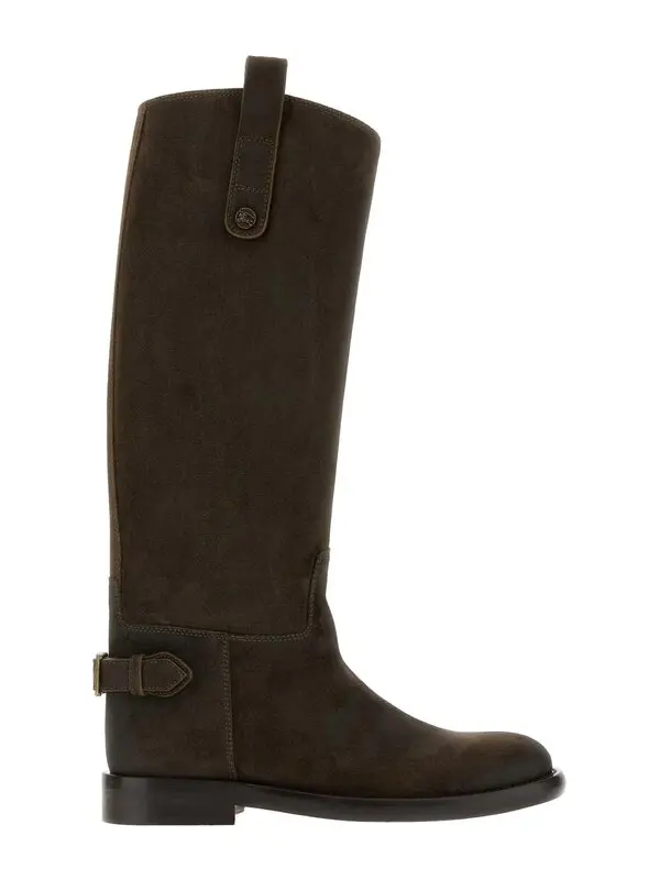 Burberry Suede Cavalier Boots - Brown