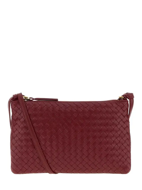 Bottega Veneta Tiziano Leather Small Clutch - Red
