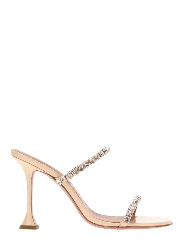 Amina Muaddi Leather Gigi Mules - Pink