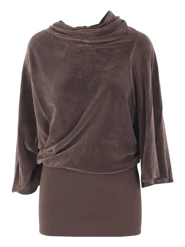 Rick Owens Viscose Silk Cylinder Top - Brown