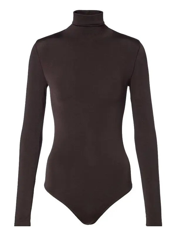 Wolford Colorado Turtleneck Jersey Bodysuit - Brown
