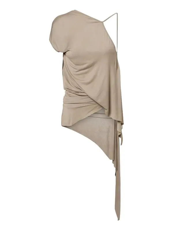 Rick Owens Lilies Tungsten Draped Open-back Jersey Top - Beige