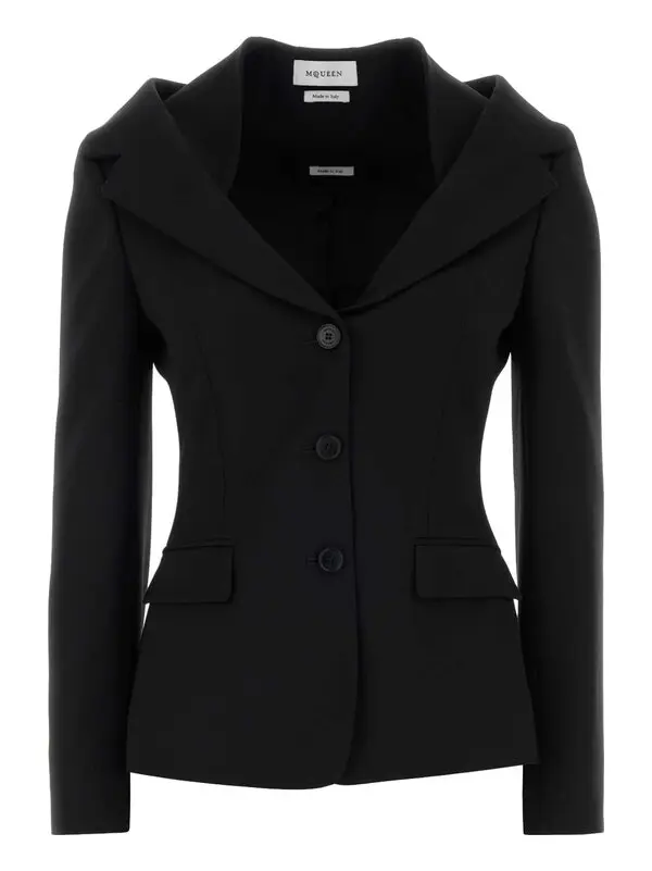 Alexander McQueen Grain De Poudre Blazer - Black