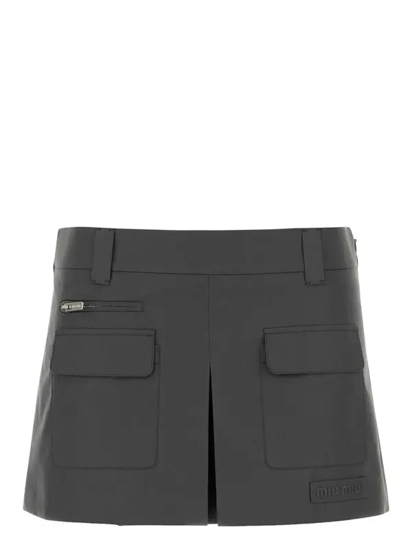 Miu Miu Poplin Mini Skirt - Gray