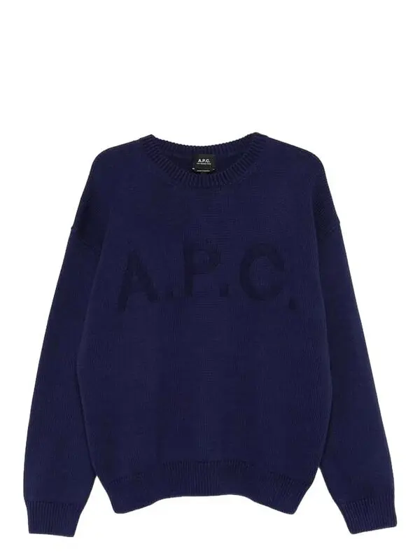 A.p.c. Cotton Logo Detail Knit Jumper - Blue