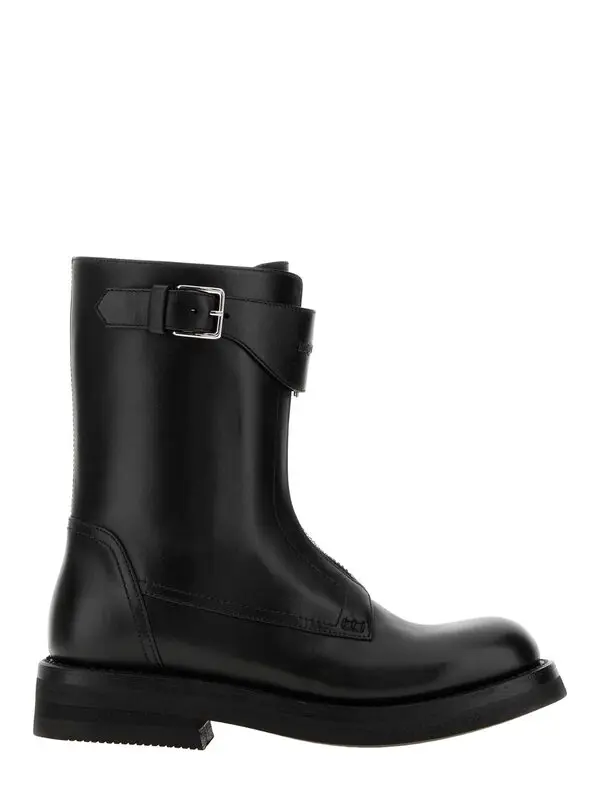 Alexander McQueen Leather Biker Boots - Black