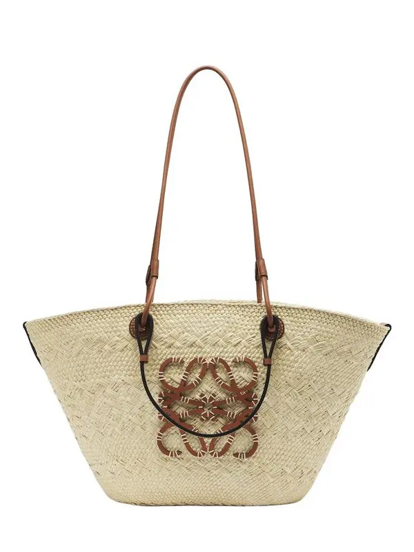 Loewe Anagram Medium Leather-trimmed Basket Bag - Beige