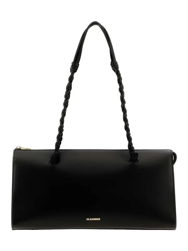 JIL SANDER Leather Tangle Tent Shoulder Bag - Black