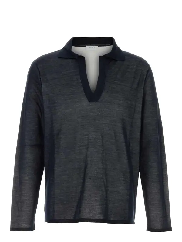 FERRAGAMO Midnight Silk Polo Shirt - Blue