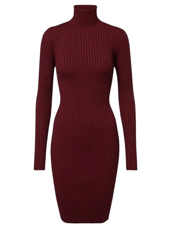 Wolford Ribbed-knit Wool And Cotton-blend Minidress - Burgundy