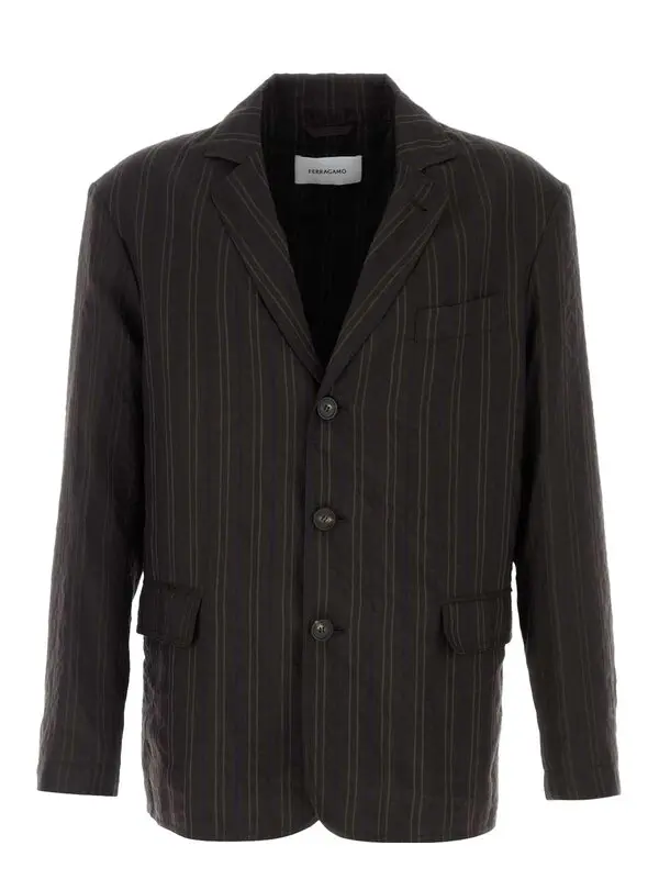 FERRAGAMO Embroidered Linen Blend Blazer - Multicolor