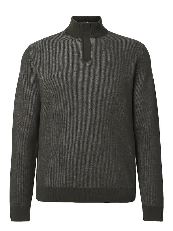 Incotex Slowear Ribbed-knit Virgin Wool Half-zip Sweater - Green
