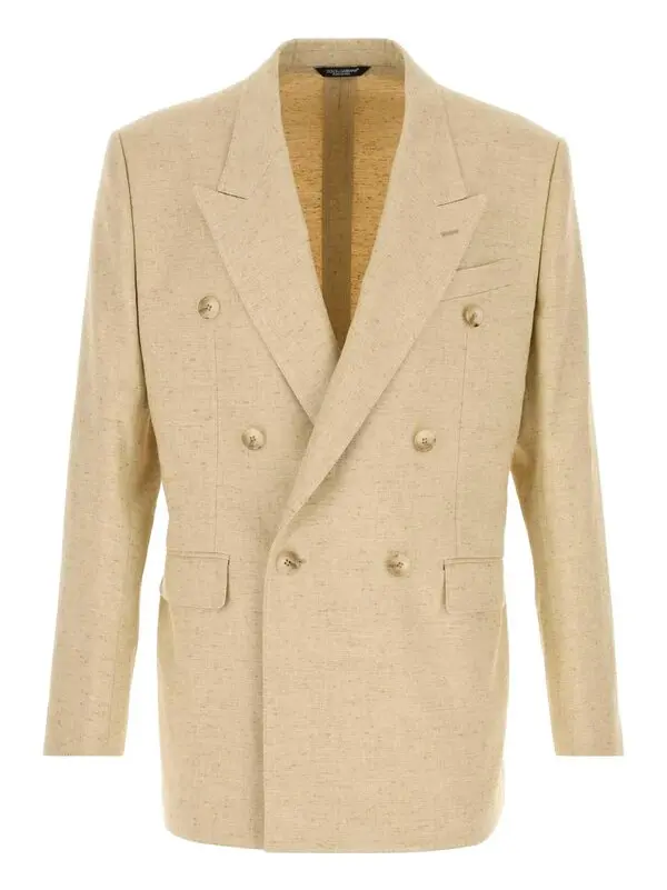 Dolce & Gabbana Sand Tweed Blazer - Brown