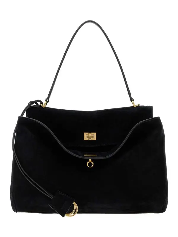 Balenciaga Suede Medium Rodeo Handbag - Black