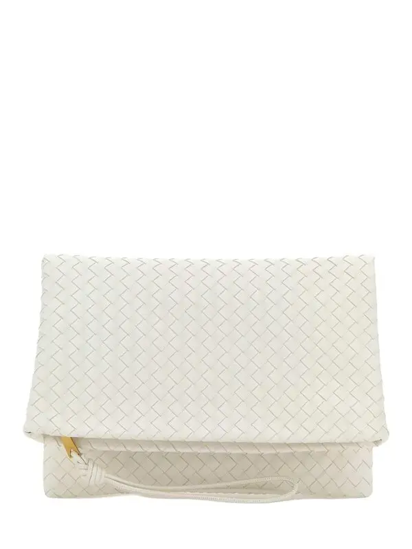 Bottega Veneta Leather Giornale Clutch - White