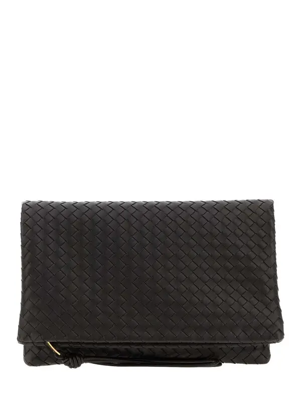 Bottega Veneta Dark Leather Giornale Clutch - Brown