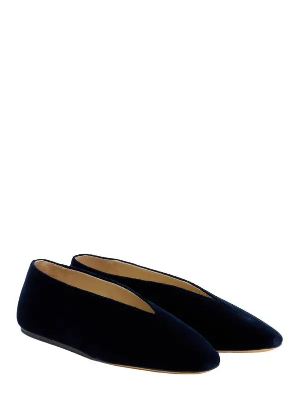 Le Monde Beryl Velvet Ballet Flats - Blue