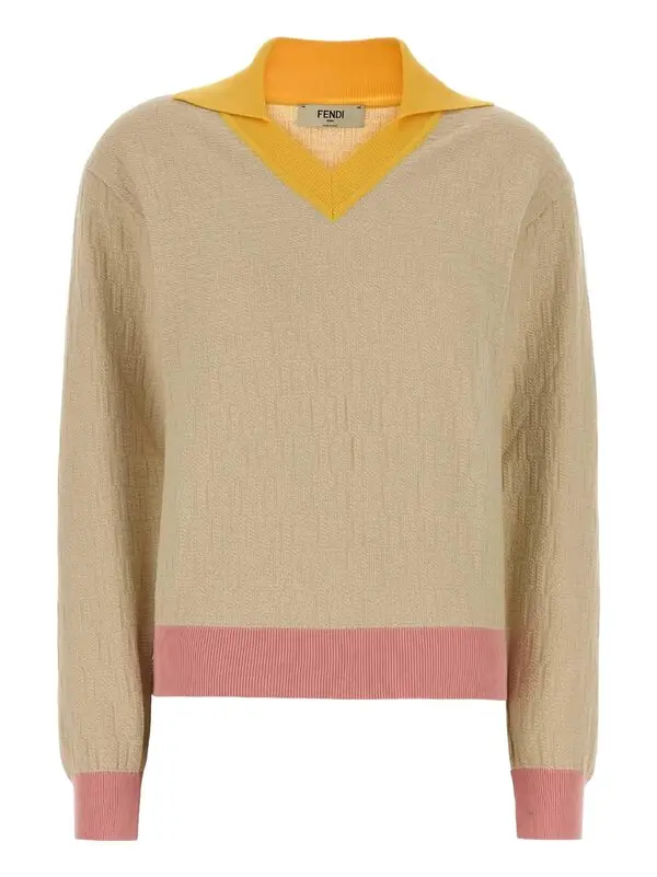 Fendi Cotton Blend Polo Shirt - Brown
