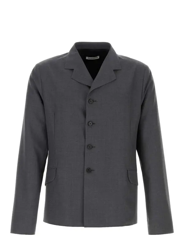 JIL SANDER Dark Grey Wool Blazer - Gray