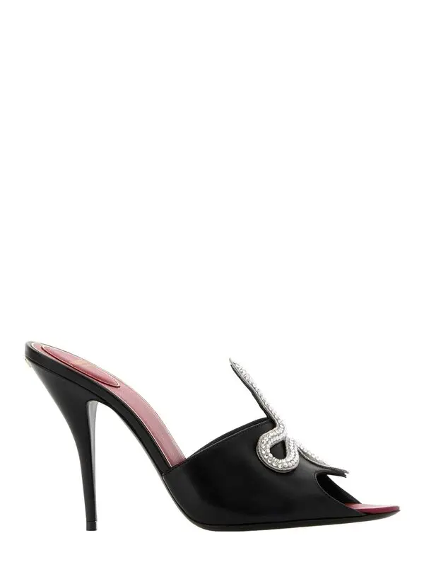 Valentino Garavani Leather Cåur Vipã¨re Mules - Black