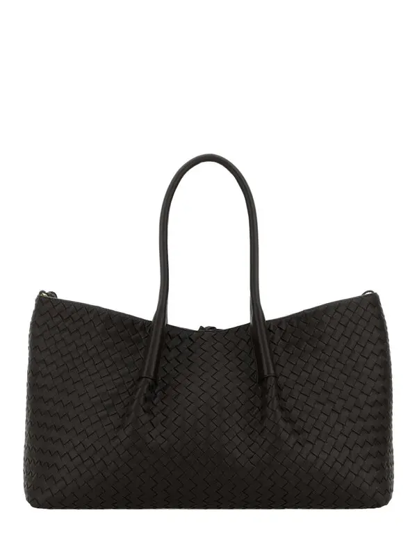 Bottega Veneta Leather Pinacoteca Shopping Bag - Black