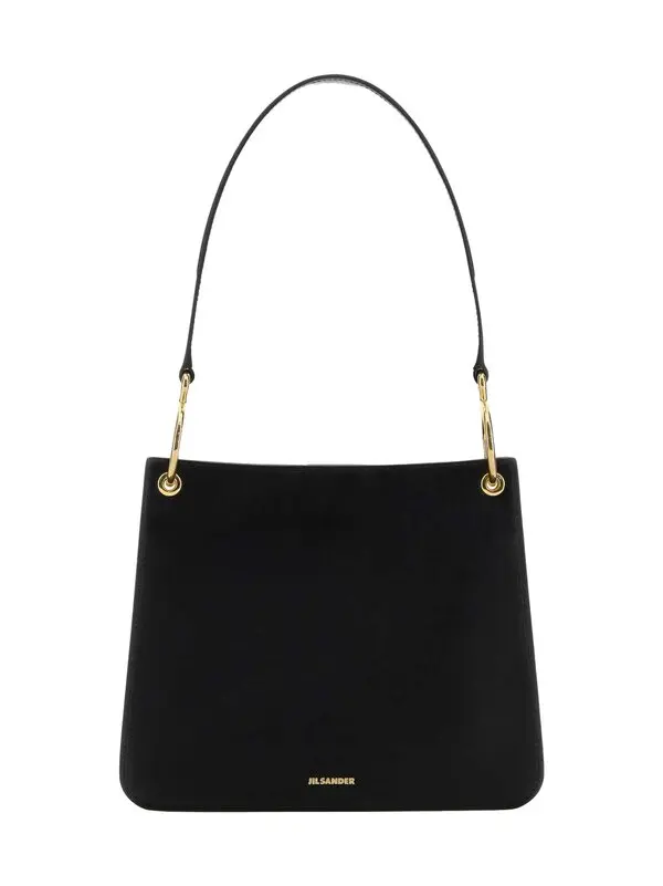 JIL SANDER Leather Otto Shoulder Bag - Black