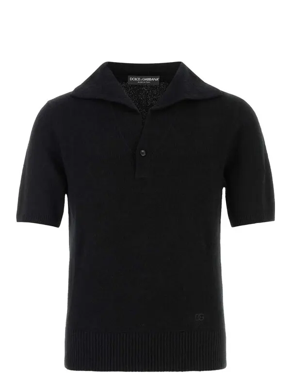 Dolce & Gabbana Cotton Blend Polo Shirt - Black