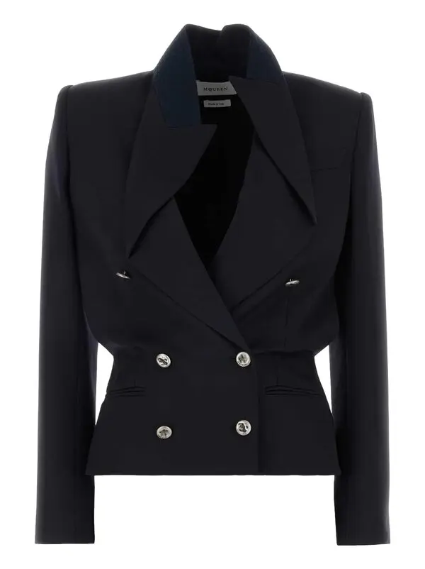 Alexander McQueen Navy Wool Blazer - Blue