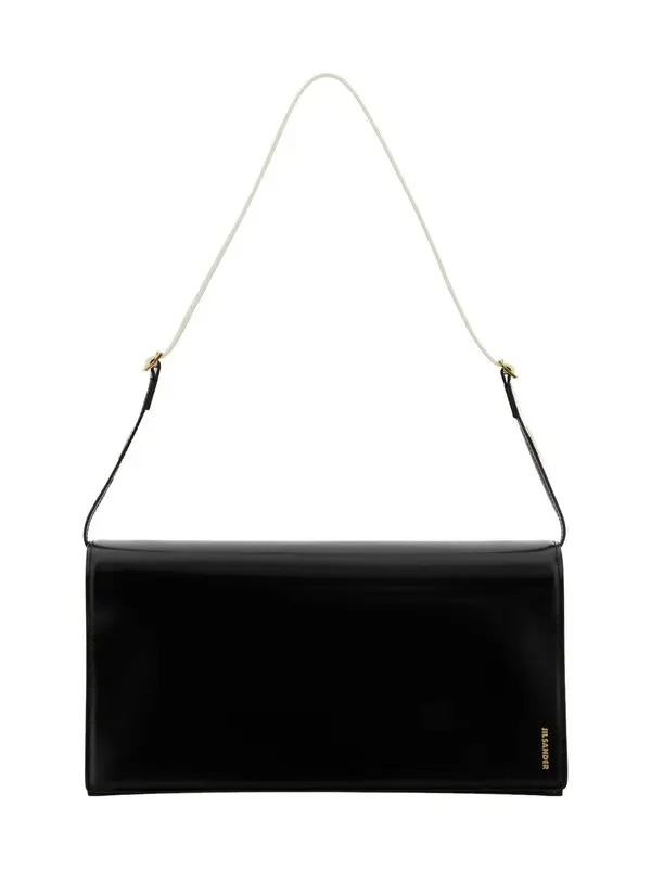 JIL SANDER Leather Medium File Shoulder Bag - Black