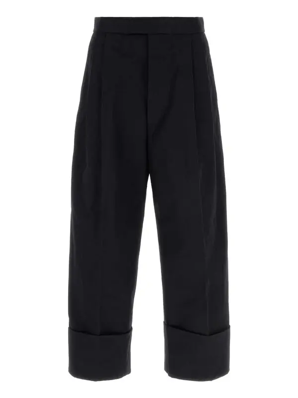 Thom Browne Navy Cotton Wide-leg Pant - Blue