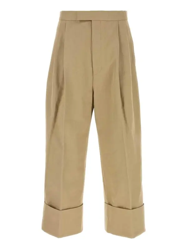 Thom Browne Beige Cotton Wide-leg Pant - Brown