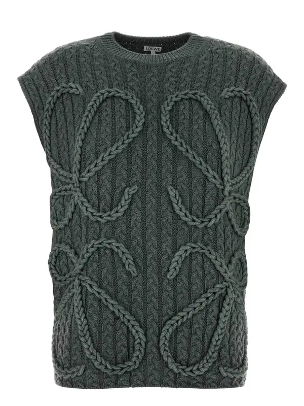 Loewe Stretch Wool Oversize Vest - Green