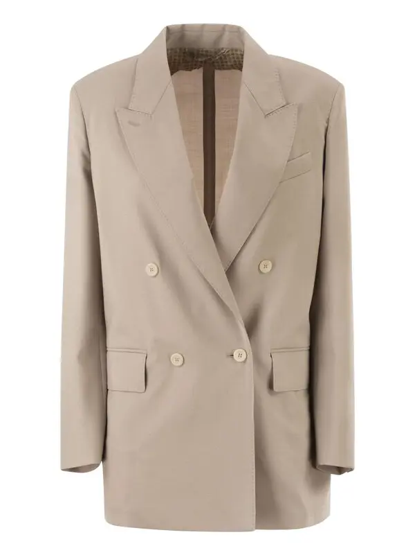 Max Mara Mxmmitico Double-breasted Blazer In Wool, Mohair And Silk Blend - Cream