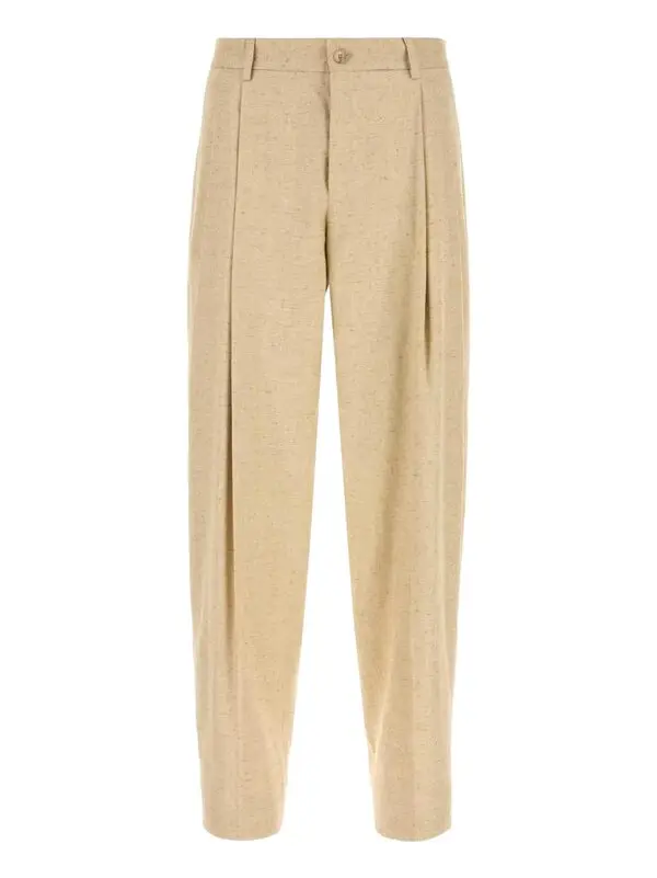 Dolce & Gabbana Sand Tweed Wide-leg Pant - Brown