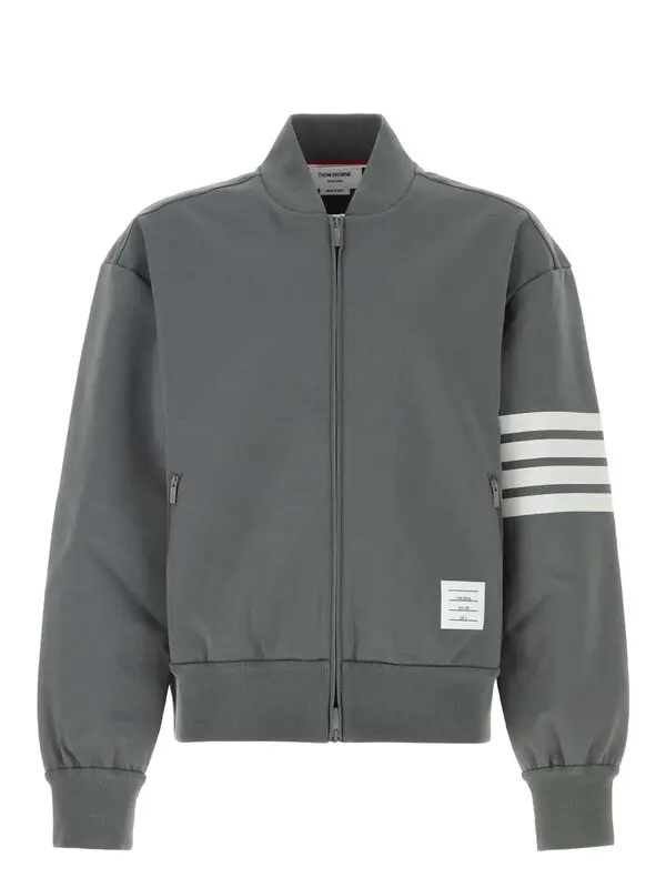 Thom Browne Grey Stretch Viscose Blend Bomber Jacket - Gray