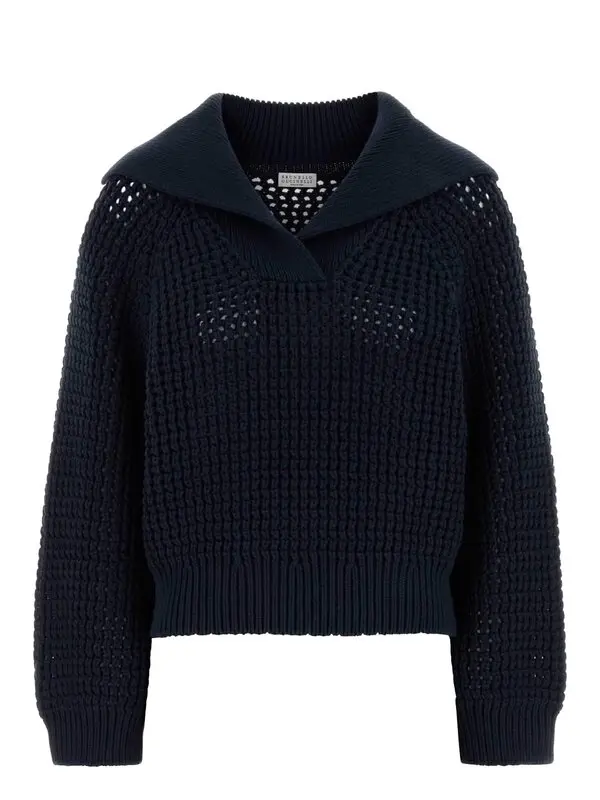 Brunello Cucinelli Cotton Blend Sweater - Blue