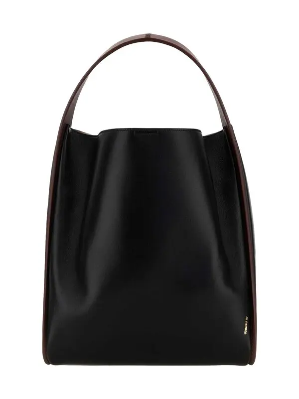 JIL SANDER Leather Pivot Bucket Bag - Black