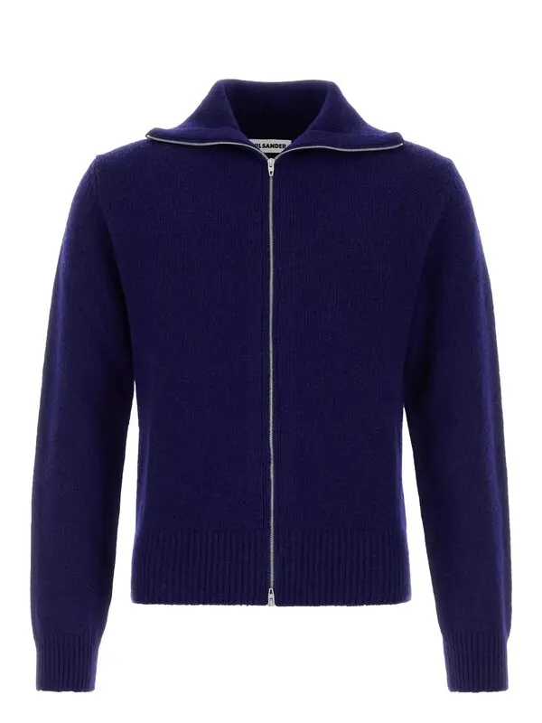 JIL SANDER Wool Blend Cardigan - Blue