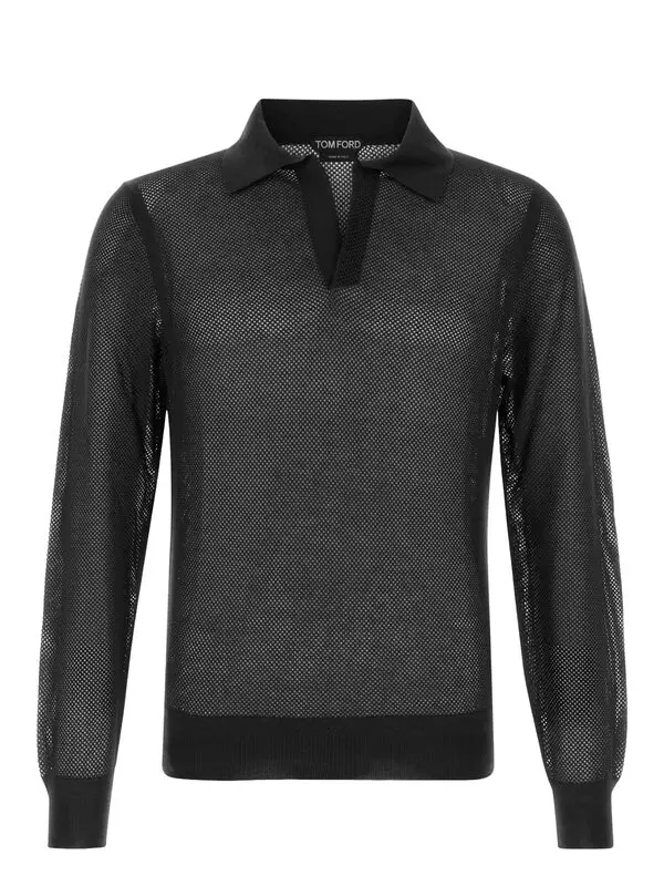 TOM FORD Mesh Polo Shirt - Black