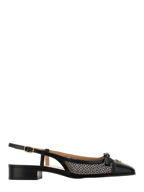 Valentino Garavani Mesh And Leather Ballerinas - Black