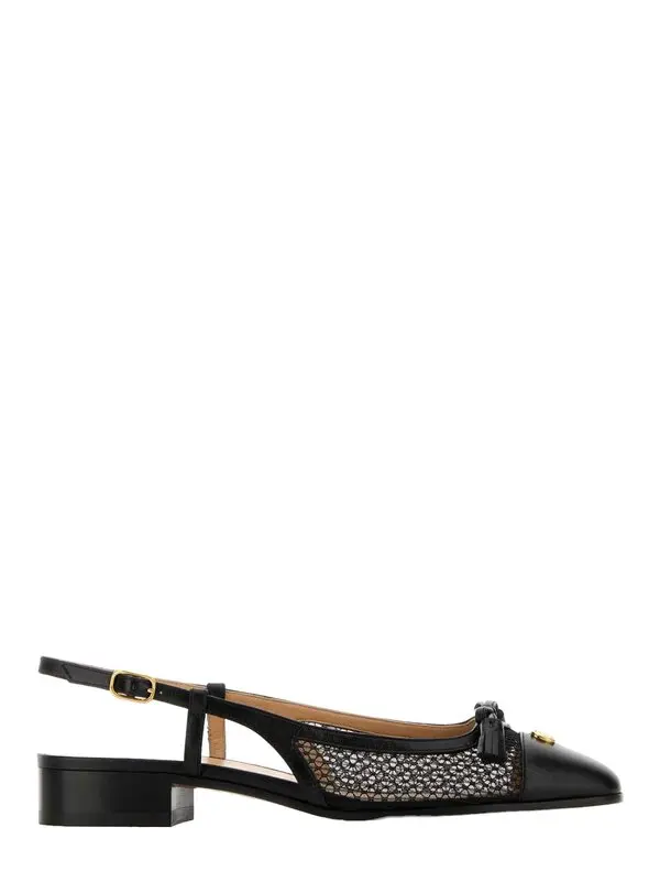 Valentino Garavani Mesh And Leather Ballerinas - Black