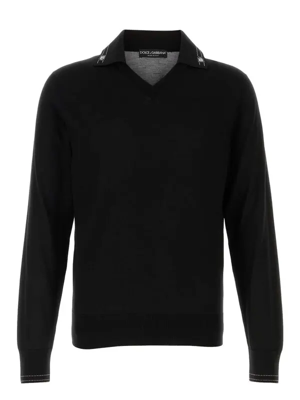 Dolce & Gabbana Silk Polo Shirt - Black