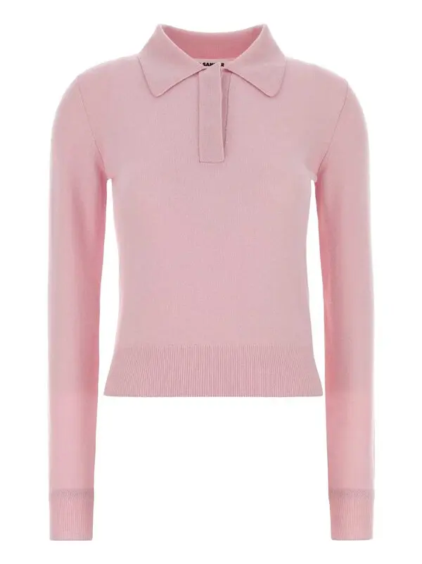 JIL SANDER Wool Polo Shirt - Pink