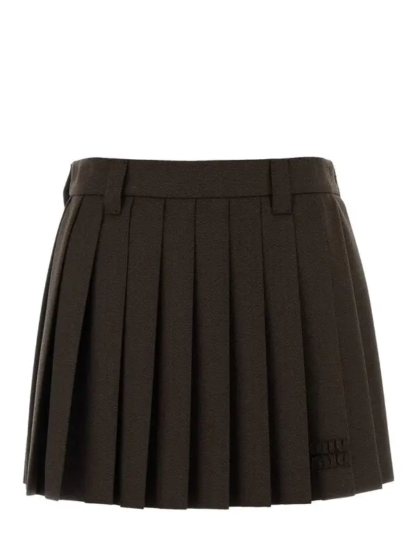 Miu Miu Virgin Wool Mini Skirt - Brown