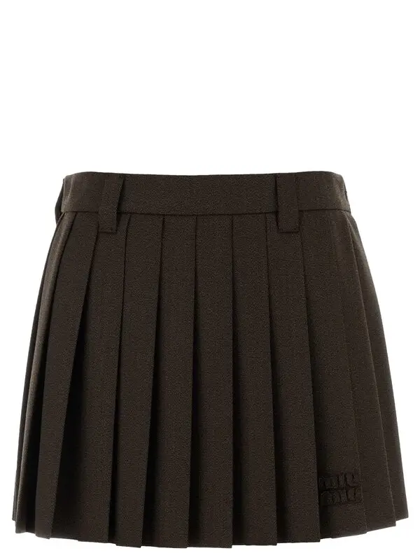 Miu Miu Virgin Wool Mini Skirt - Brown