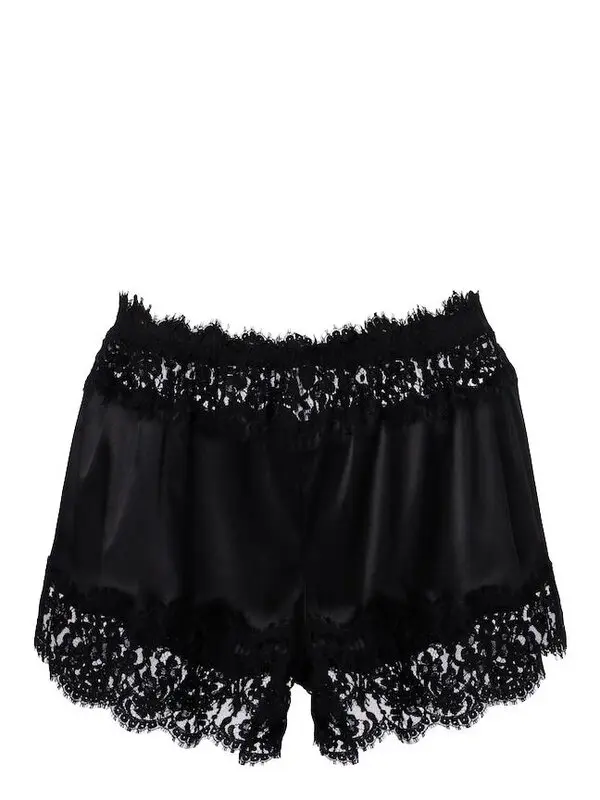 Dolce & Gabbana Lace-trimmed Silk And Cotton-blend Shorts - Black